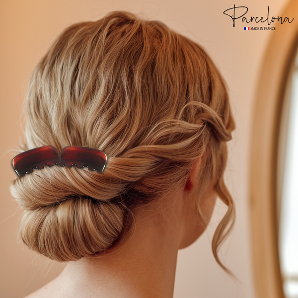 Parcelona French Five Fingers Shell Celluloid Medium 3" Side Hair Comb ...