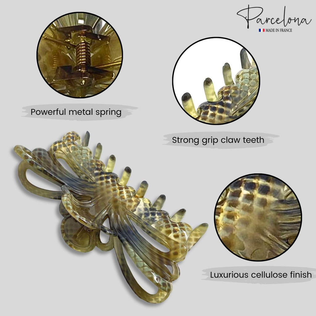 Parcelona French Tropical Butterfly Python Finish Extra Large Hair Cla ...