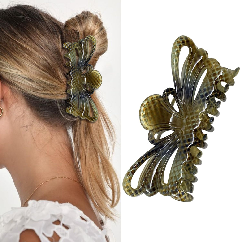 Parcelona French Tropical Butterfly Python Finish Extra Large Hair Cla ...