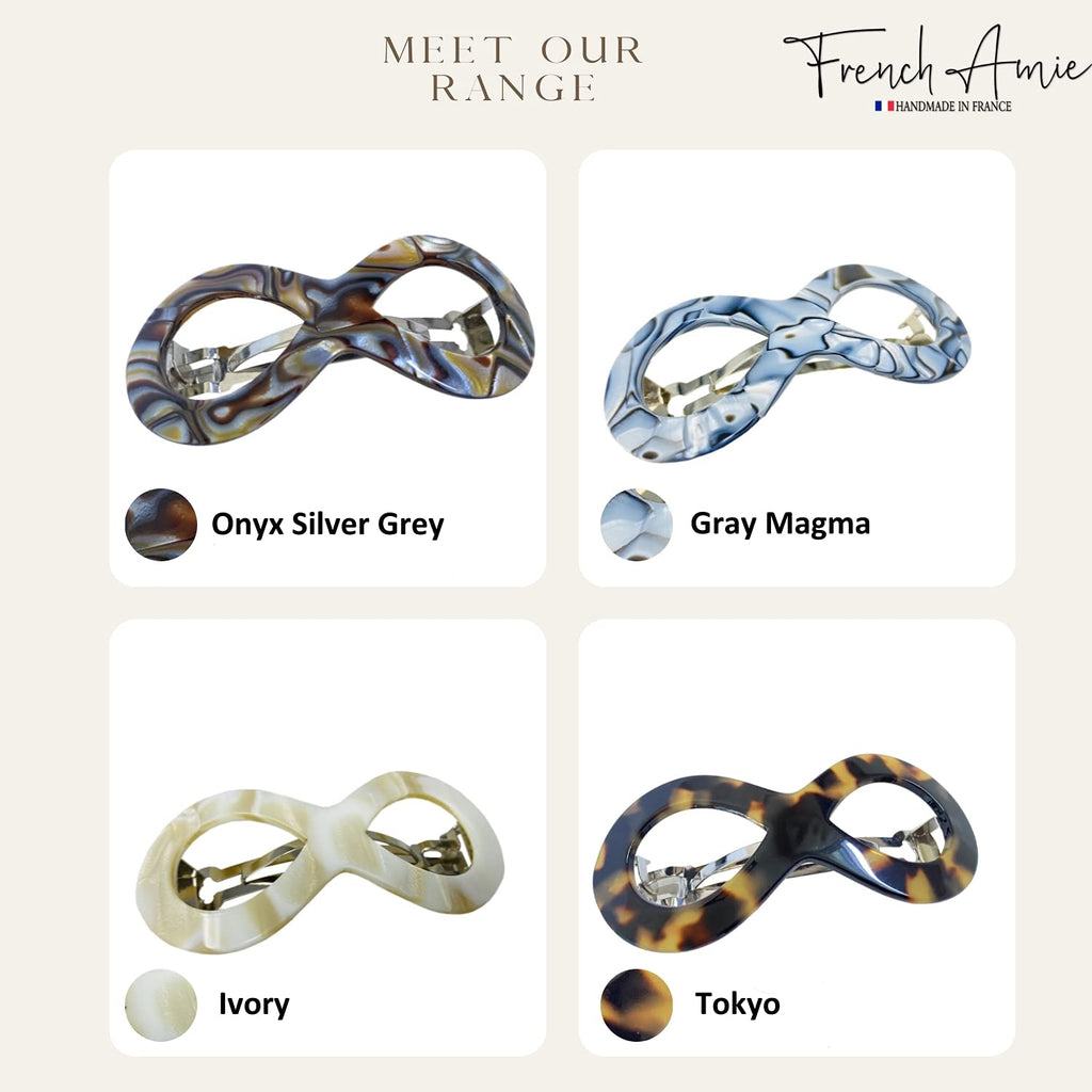 French Amie Infinity Loop 3” Celluloid Handmade Automatic Hair Barrett – Parcelonaclips