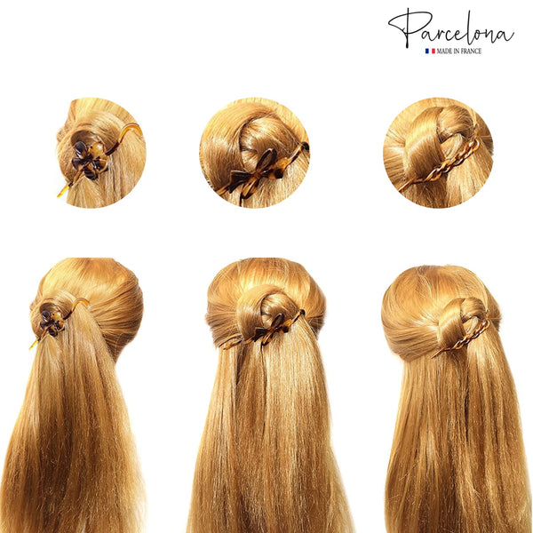 Parcelona French Large Twist N Clip Flower Bow Chain Hair Clip Barrett ...