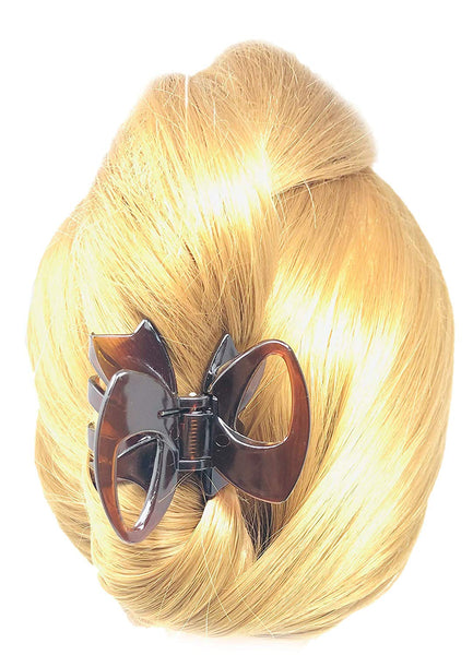 Parcelona French Small Ribbon Shell Celluloid Covered Spring Hair Claw ...