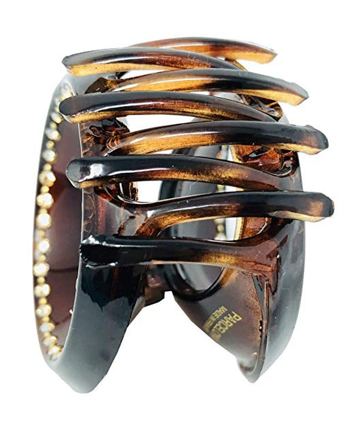 Parcelona Round Crystal Large Shell Claw Clip with Covered Spring for ...