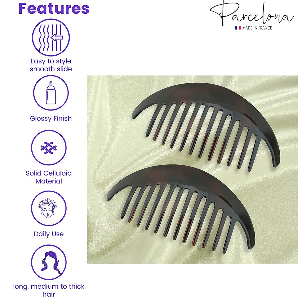 Parcelona French Shell Large Interlocking 12 Teeth Side Hair Combs ...