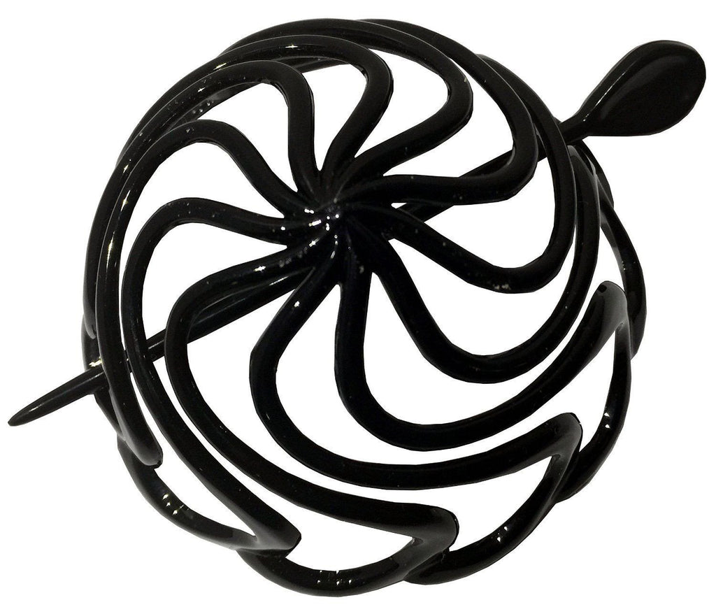 Parcelona French Swirls Black Shell Large Celluloid Slide Hair Bun Cov ...