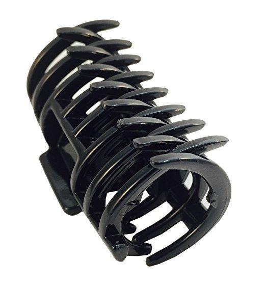Parcelona French Tube Black Covered Spring Jaw Hair Claw Clip for Fine ...